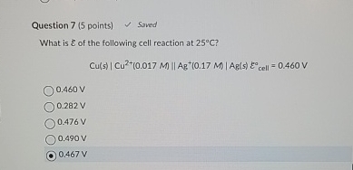 Solved Question 7 (5 ﻿points) ﻿SavedWhat is ε ﻿of the | Chegg.com