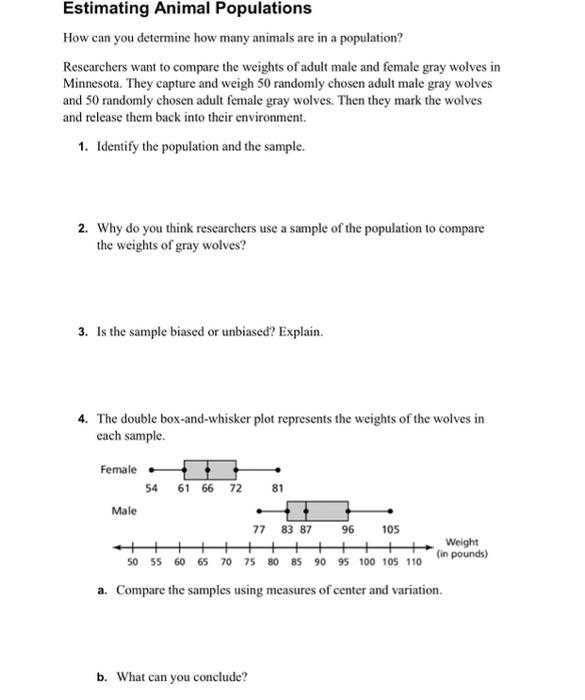 Solved Estimating Animal Populations How can you determine | Chegg.com