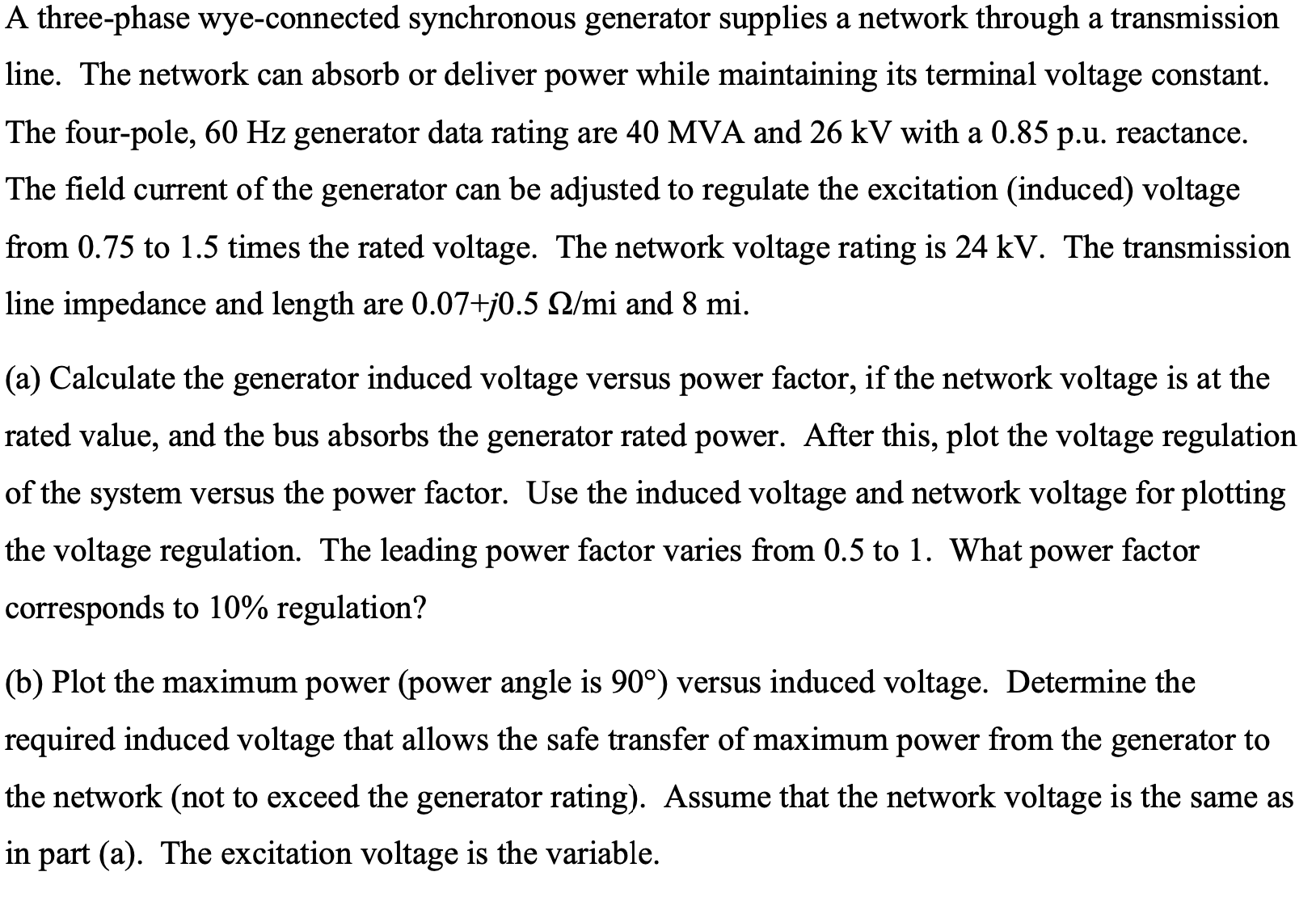 Solved A three-phase wye-connected synchronous generator | Chegg.com
