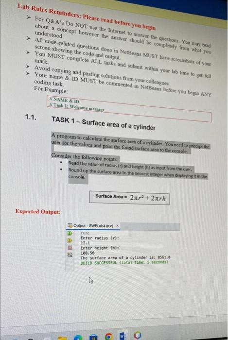 Solved Lab Rules Reminders: Please read before you begin For | Chegg.com