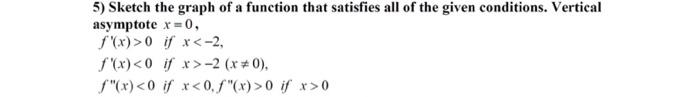 Solved 5) Sketch the graph of a function that satisfies all | Chegg.com