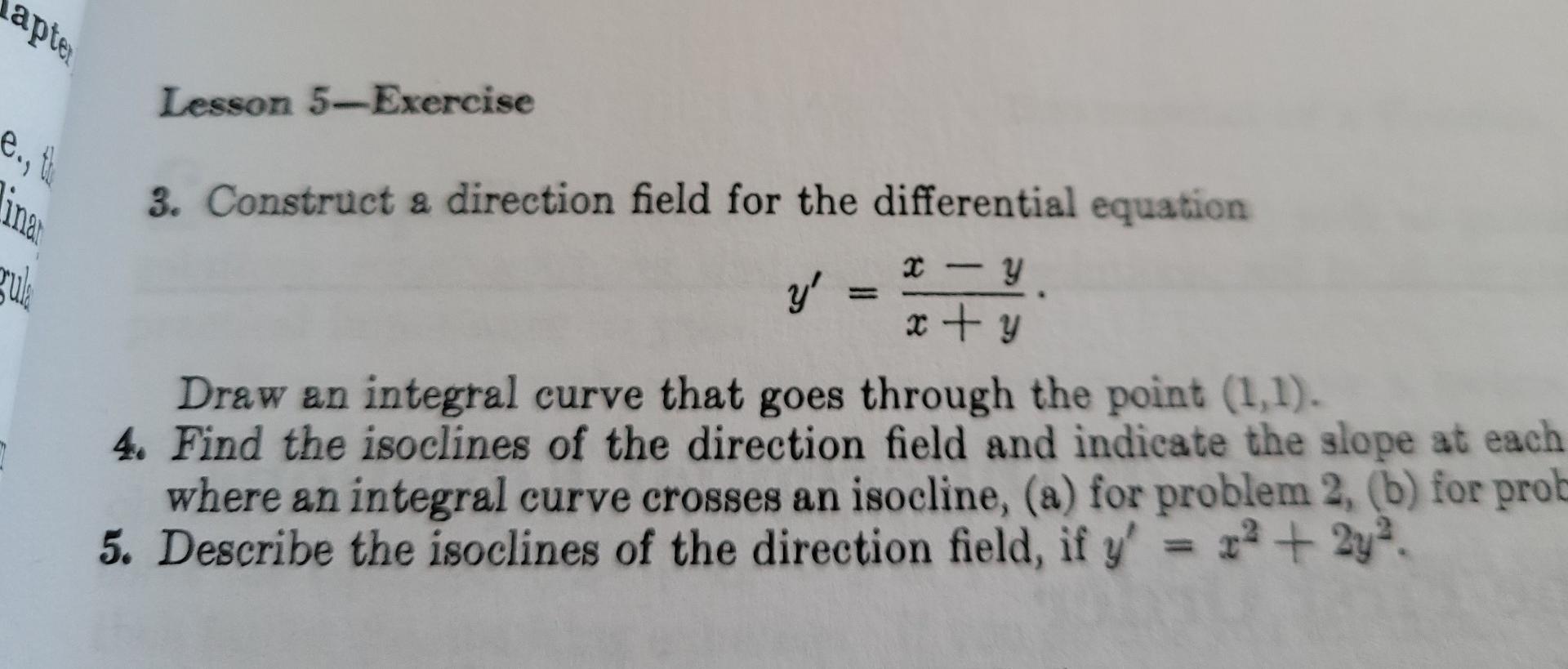 Solved Question #5. Describe the isoclines of the direction | Chegg.com