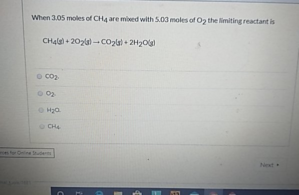 Solved When 3.05 moles of CH4 are mixed with 5.03 moles of | Chegg.com