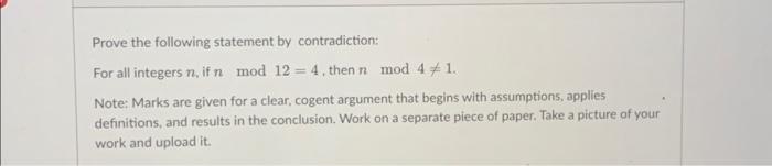 Solved Prove the following statement by contradiction: For | Chegg.com
