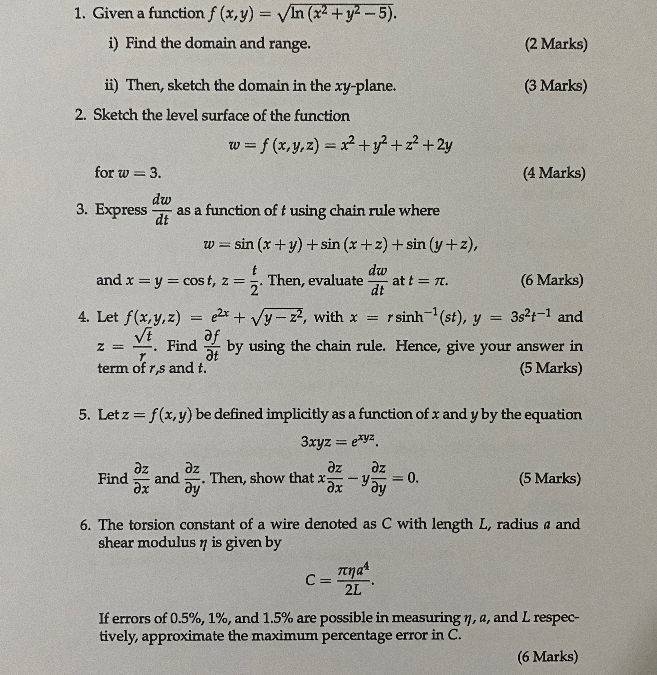 Solved Given a function f(x,y)=ln(x2+y2-5)2.i) ﻿Find the | Chegg.com
