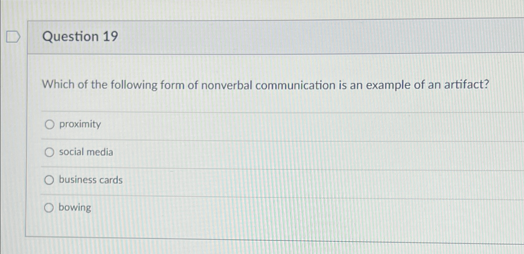 Solved Question 19Which of the following form of nonverbal | Chegg.com