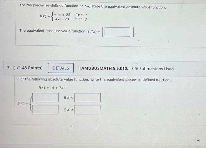 Solved For the plecewise-defined function below, state the | Chegg.com