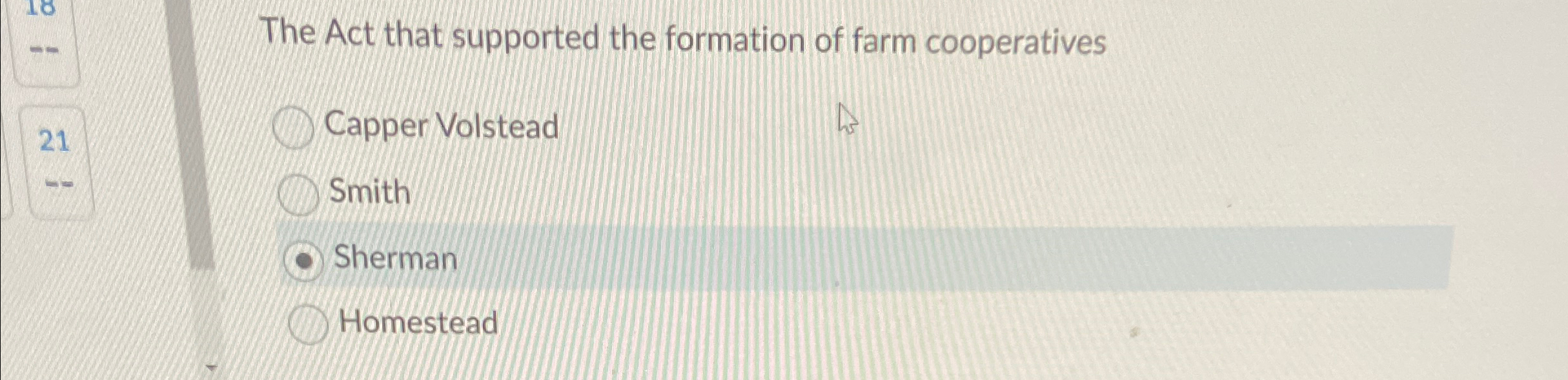 Solved The Act that supported the formation of farm | Chegg.com
