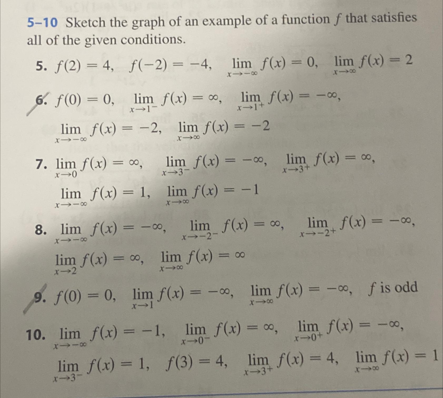 Solved 5-10 ﻿Sketch the graph of an example of a function f | Chegg.com