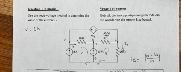 Solved Question 1 (4 ﻿marks):Use the node-voltage method to | Chegg.com