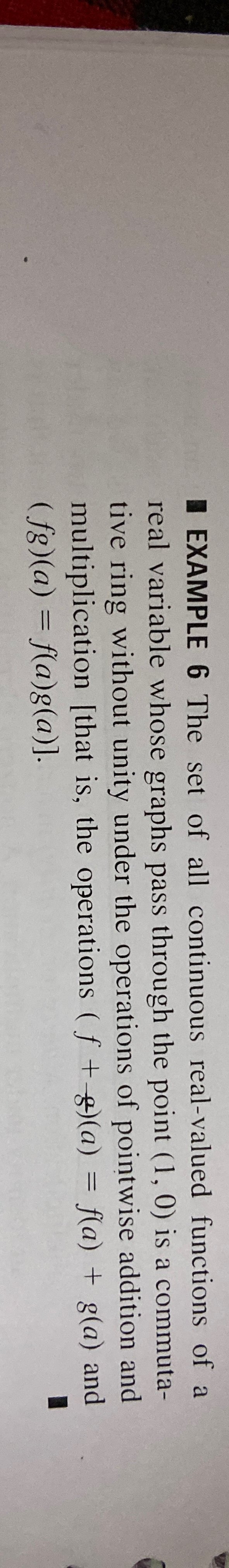 Solved EXAMPLE 6 ﻿The set of all continuous real-valued | Chegg.com