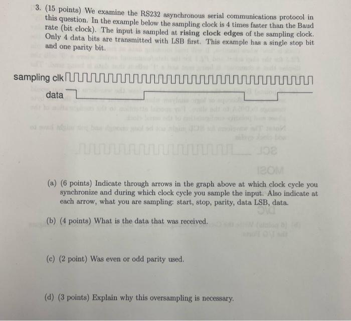 Solved 3. (15 points) We examine the RS232 asynchronous | Chegg.com