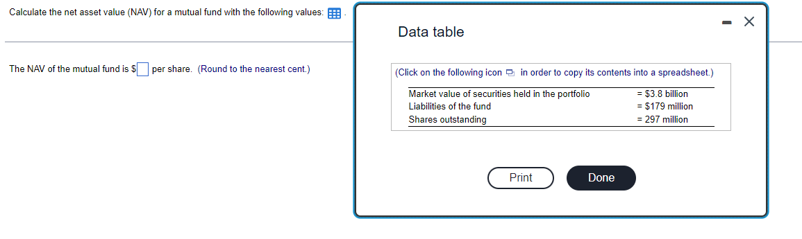 Solved Calculate the net asset value (NAV) ﻿for a mutual | Chegg.com