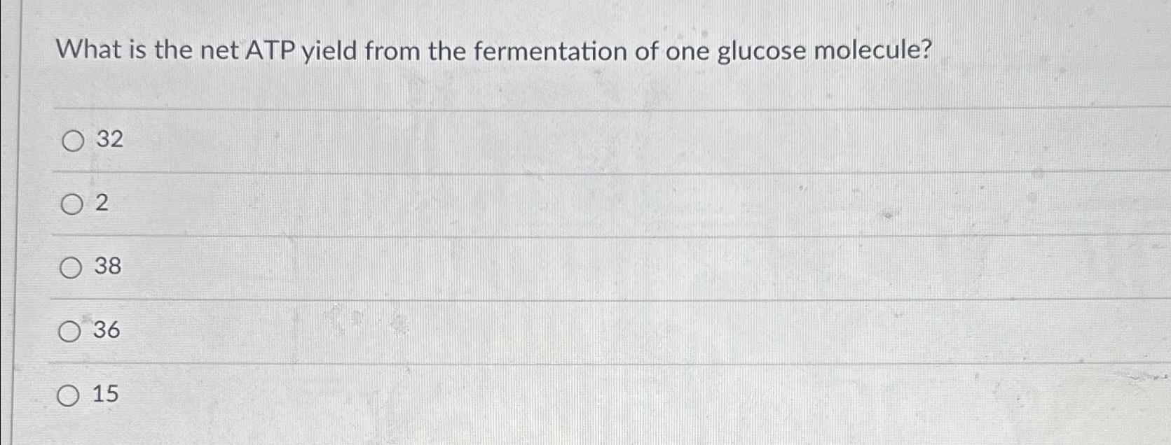 Solved What is the net ATP yield from the fermentation of | Chegg.com
