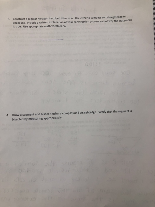Solved 3. Construct a regular hexagon inscribed in a circle. | Chegg.com