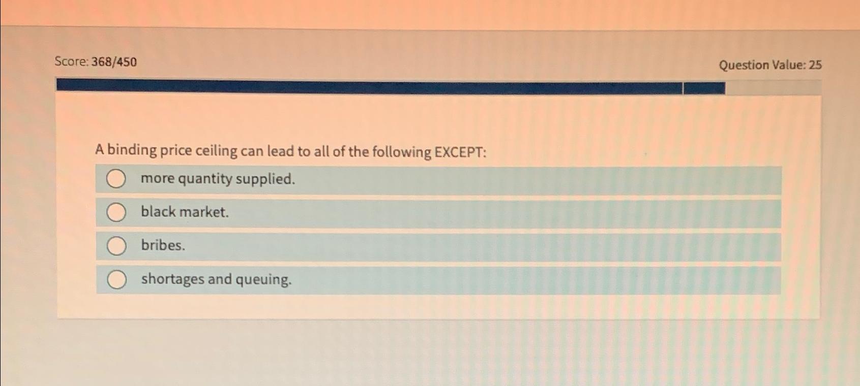 Solved Score: 368450Question Value: 25A binding price | Chegg.com