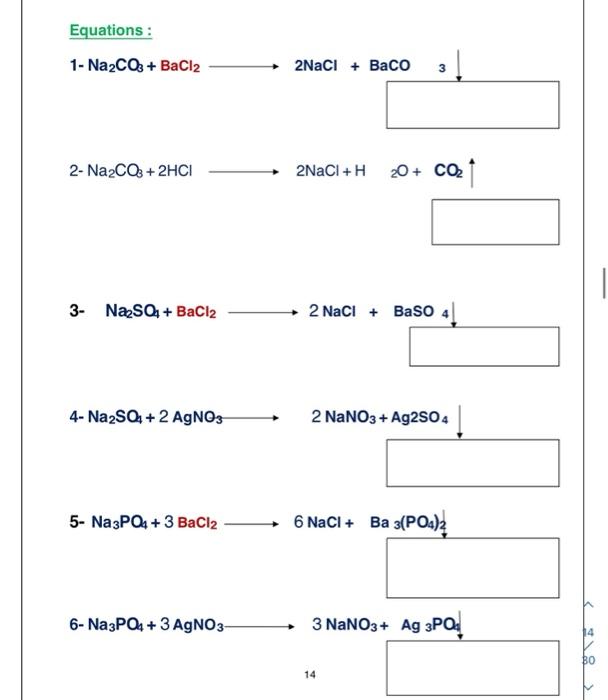 Solved Equations: 3- Na2SO4+BaCl2 2NaCl+BaSO4 ! 5- | Chegg.com