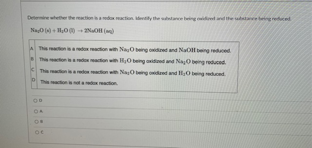 Solved Determine whether the reaction is a redox reaction. | Chegg.com