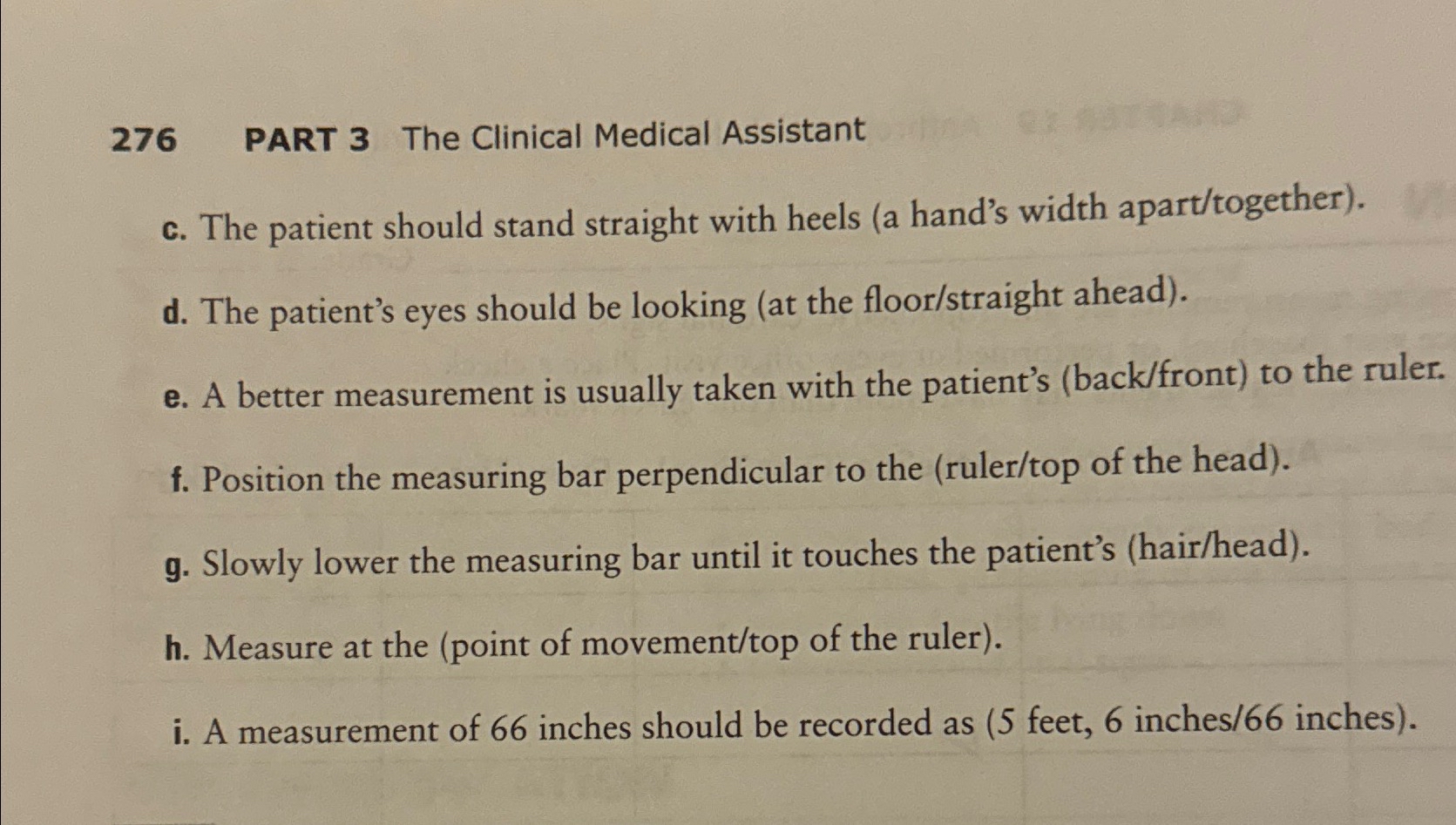 Solved 276 ﻿PART 3 ﻿The Clinical Medical Assistantc. ﻿The | Chegg.com