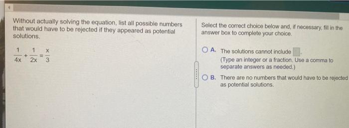 Solved Without actually solving the equation, list all | Chegg.com