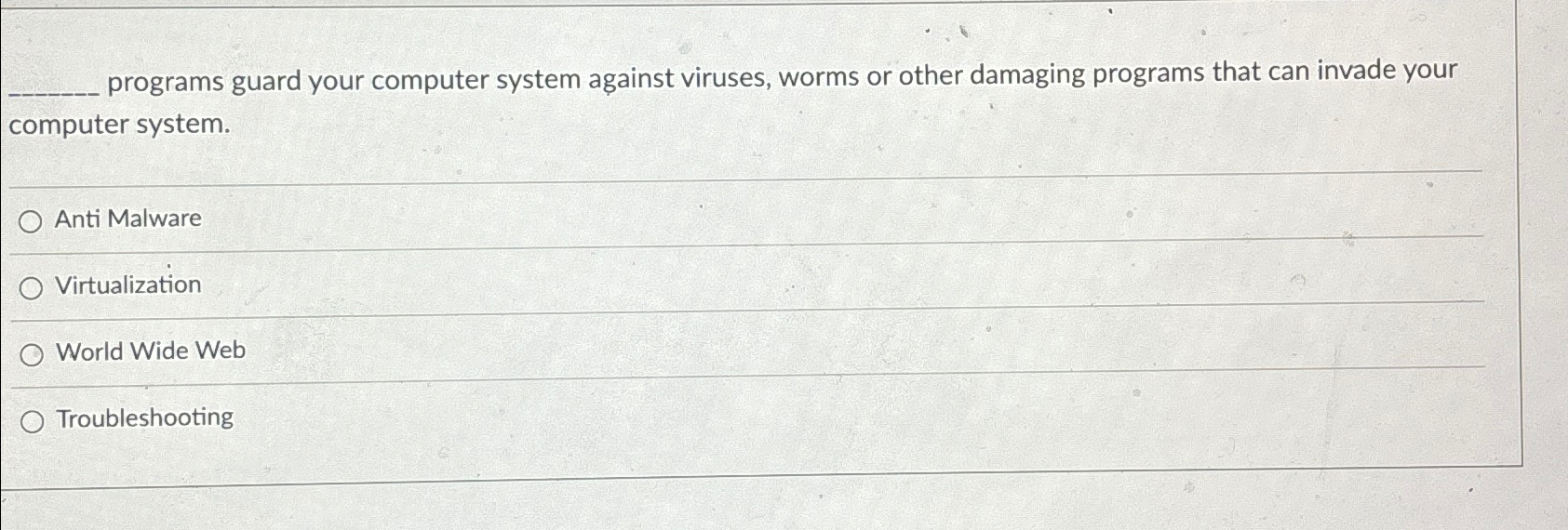 Solved programs guard your computer system against viruses, | Chegg.com