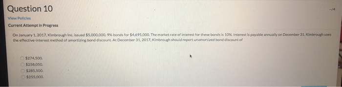 Solved -14 Question 10 View Policies Current Attempt in | Chegg.com