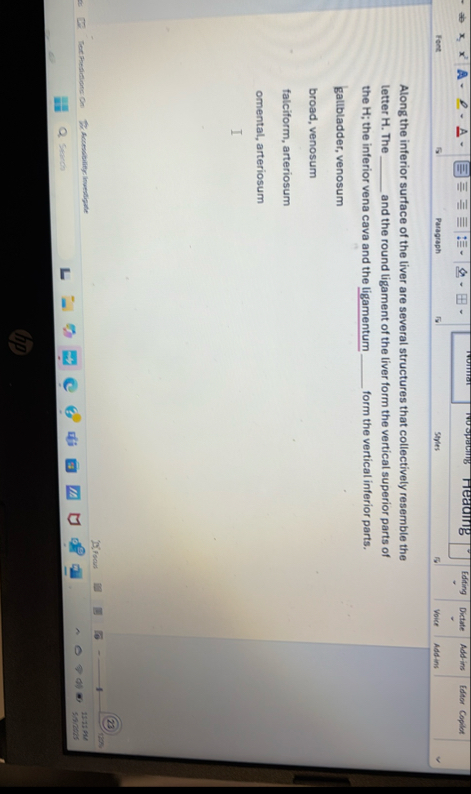 Solved Along the inferior surface of the liver are several | Chegg.com