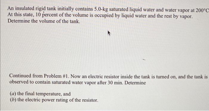 Solved An insulated rigid tank initially contains 5.0−kg | Chegg.com