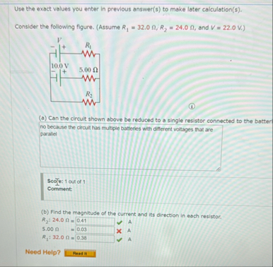 Solved Use the exact values you enter in previous answer(s) | Chegg.com