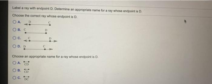 Solved Label a ray with endpoint D. Determine an appropriate | Chegg.com