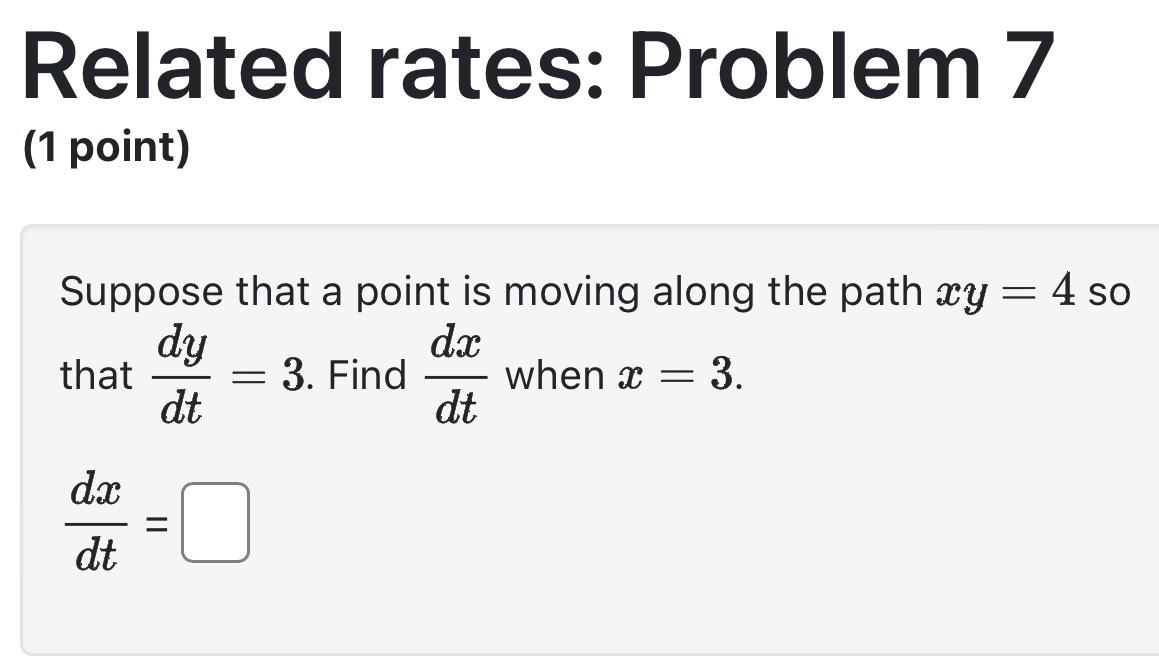Solved Related rates: Problem 7(1 ﻿point)Suppose that a | Chegg.com