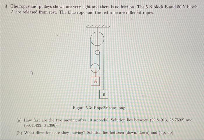 Solved 3. The ropes and pulleys shown are very light and | Chegg.com
