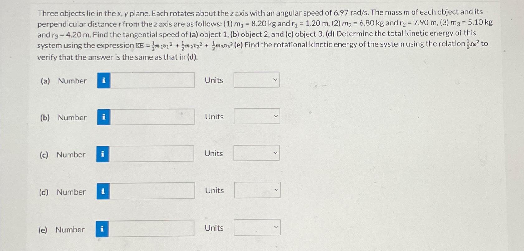 Solved Three objects lie in the x,y ﻿plane. Each rotates | Chegg.com