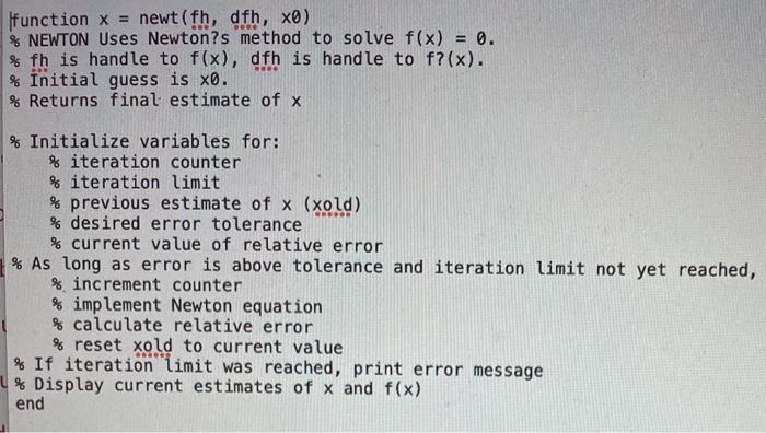Solved For Matlab including inputs and outputs. Some | Chegg.com