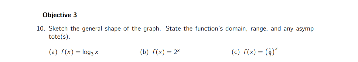 Objective 3Sketch the general shape of the graph. | Chegg.com
