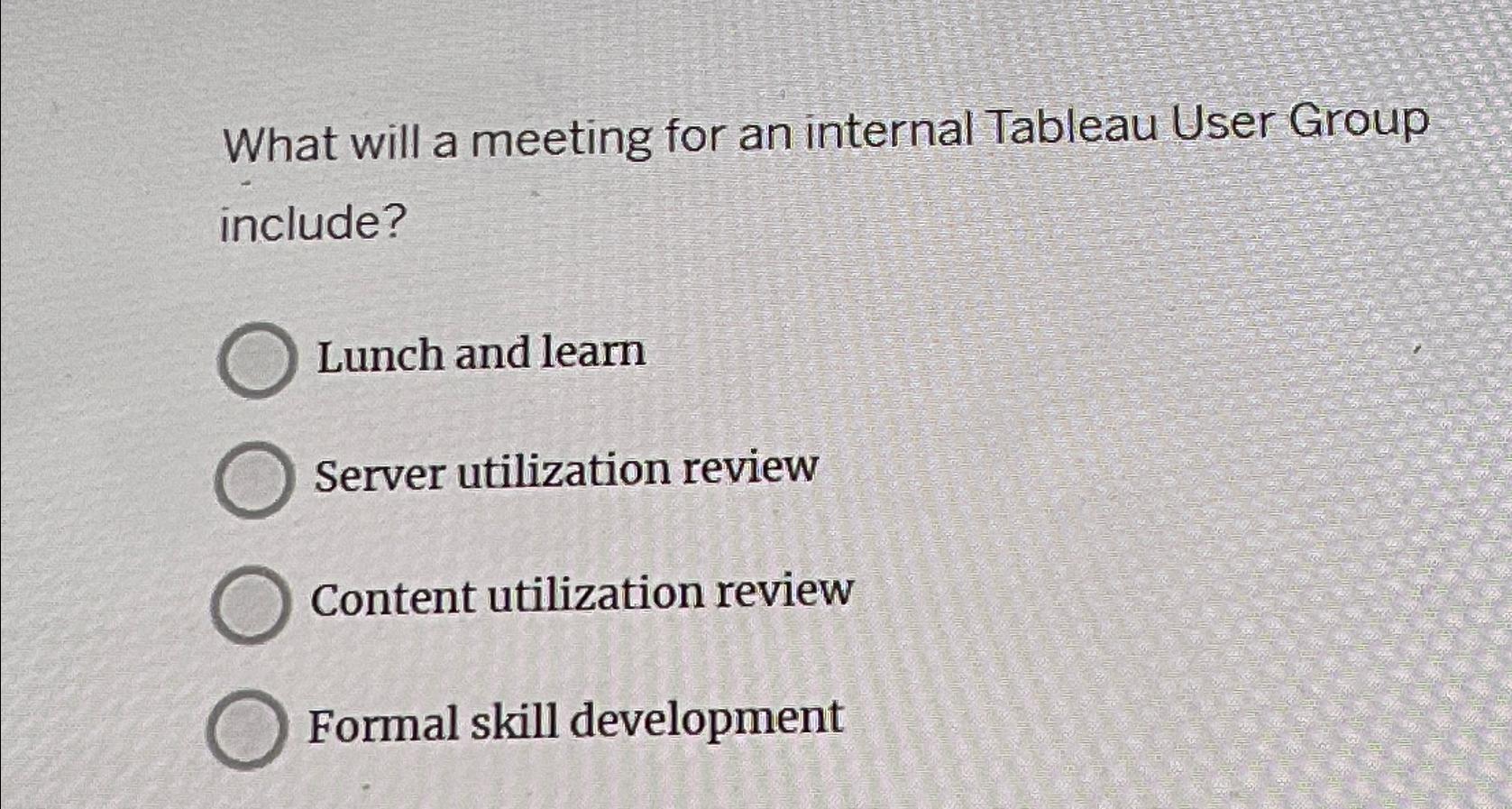 Solved What will a meeting for an internal Tableau User | Chegg.com