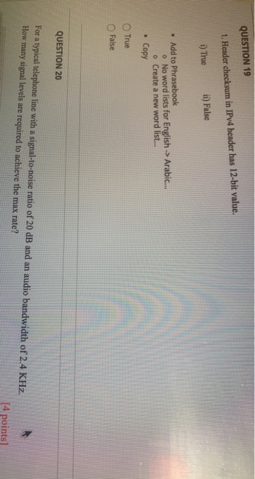 Solved QUESTION 19 1. Header checksum in IPv4 header has | Chegg.com