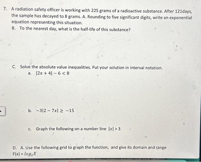 Solved 7. A radiation safety officer is working with 225 | Chegg.com