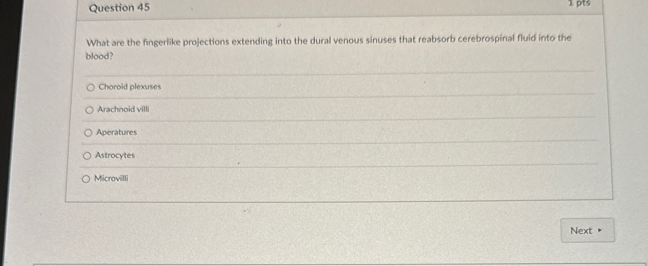 Solved Question 45What are the fingerlike projections | Chegg.com