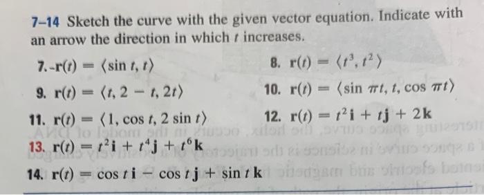 Solved 7 14 Sketch The Curve With The Given Vector Equation