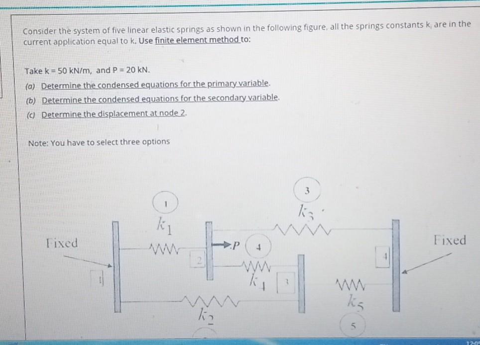 Solved Consider the system of five linear elastic springs as | Chegg.com