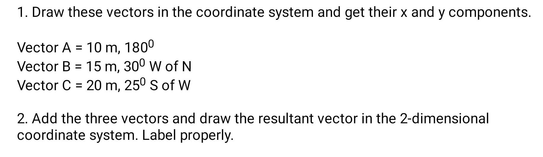 Solved 1. Draw these vectors in the coordinate system and | Chegg.com