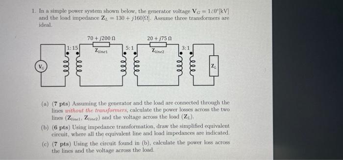 Solved In a simple power system shown below, the generator | Chegg.com