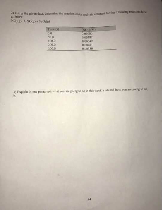 Solved 2) Using the given data, determine the reaction order | Chegg.com