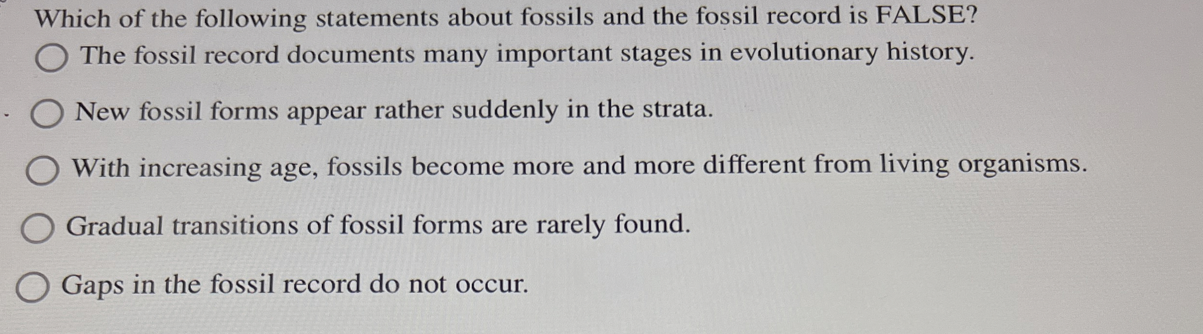 Solved Which of the following statements about fossils and | Chegg.com