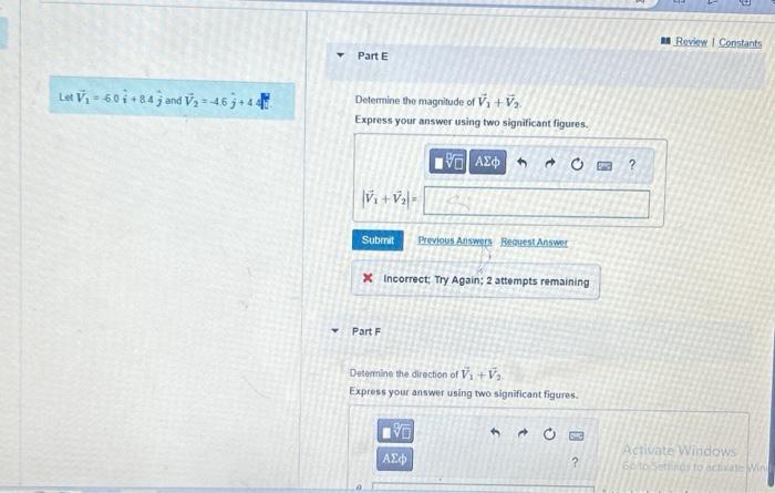 Solved Let V1=6.0i^+8.4j and V2=−4.6j^+4.4k Let | Chegg.com