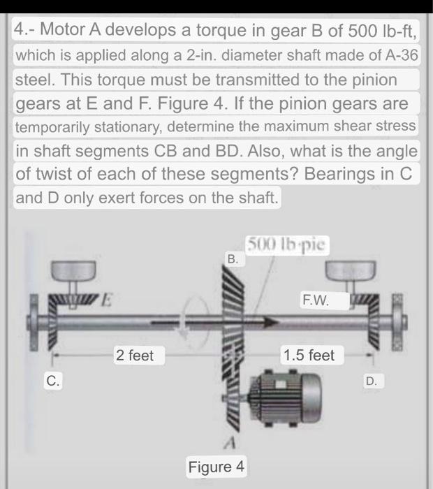 Solved 4.- El motor A desarrolla un par de torsión en el | Chegg.com