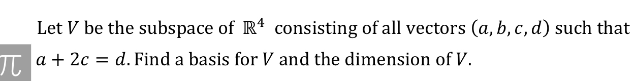 Solved Let V ﻿be the subspace of R4 ﻿consisting of all | Chegg.com