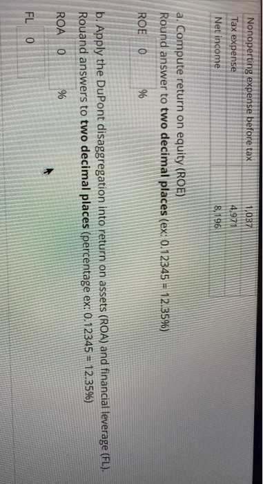 Solved Disaggregate Traditional DuPont ROE Selected balance | Chegg.com