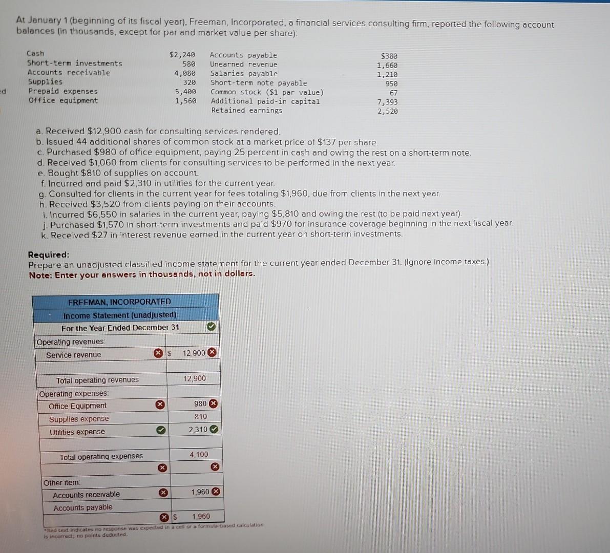 Solved At January 1 (beginning of its fiscal year). Freeman, | Chegg.com